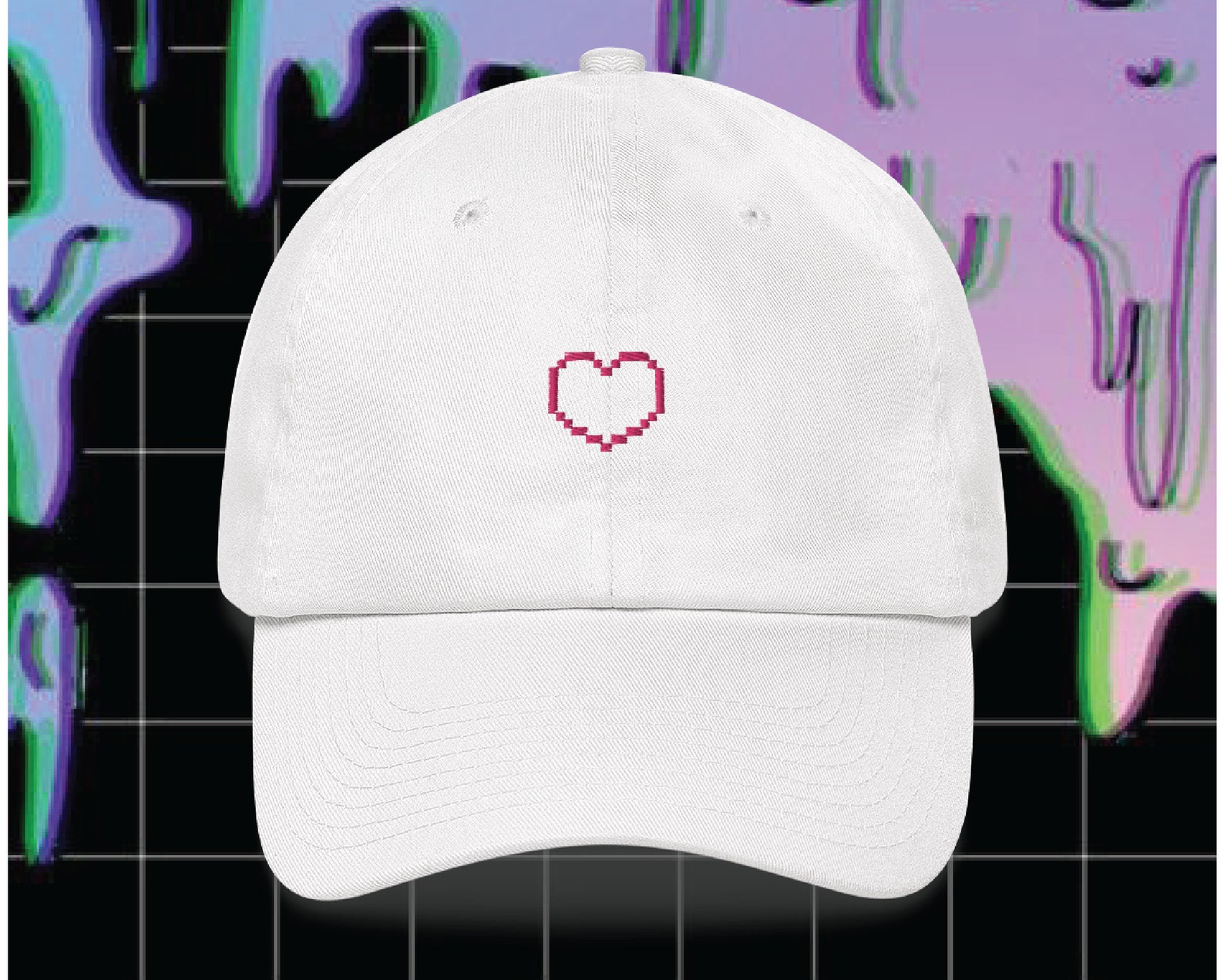 Heart Dad Hat Cute Dad Hat Kawaii Pixel Heart - Etsy