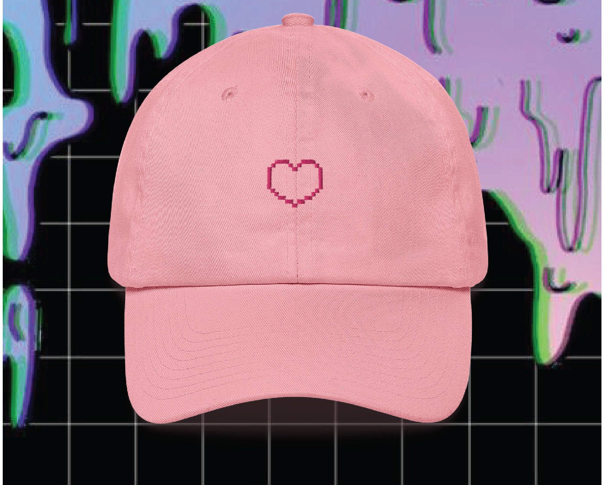 Heart Dad Hat Cute Dad Hat Kawaii Pixel Heart - Etsy