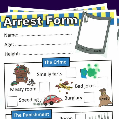 Police Arrest Form for Kids Playing Cops and Robbers. PDF - Etsy