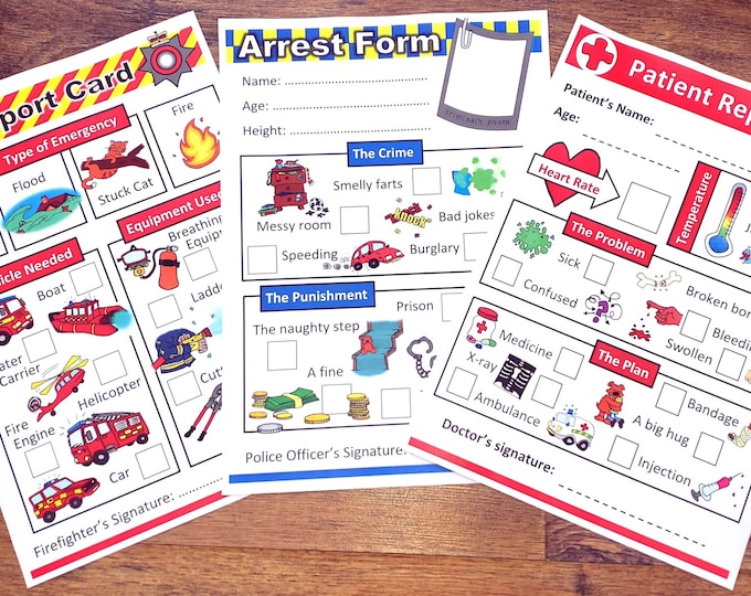 Doctors and Nurses Pretend Play Patient Report Form for Imaginative ...