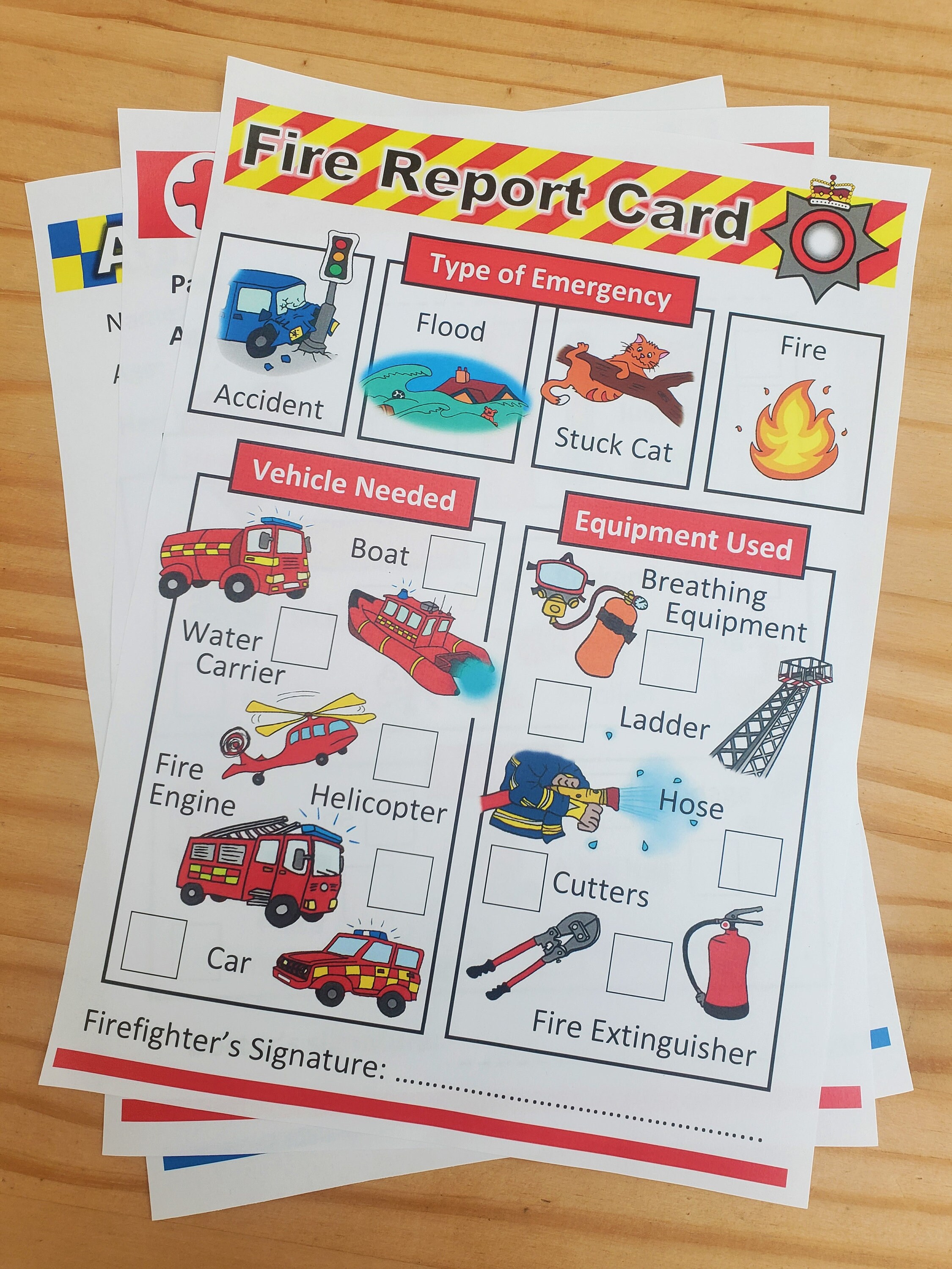 Emergency Services Set of Fun Printable Forms for Kids Play | Etsy