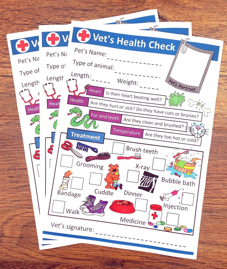 Vet's Health Check up Form and Unicorn Care Form Double PDF Printable ...