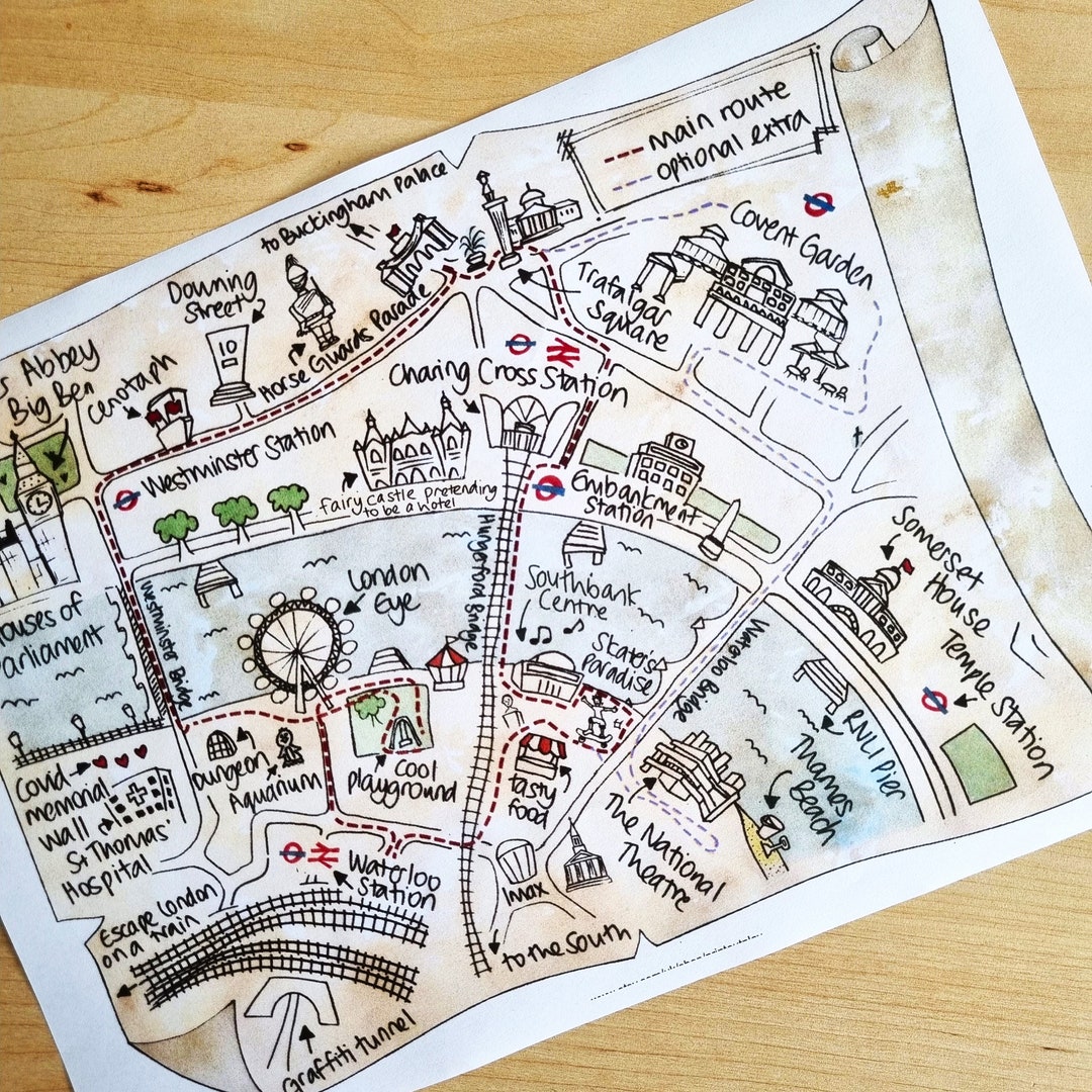 London Map for Children - Walking Route - Southbank, London Eye, Big ...