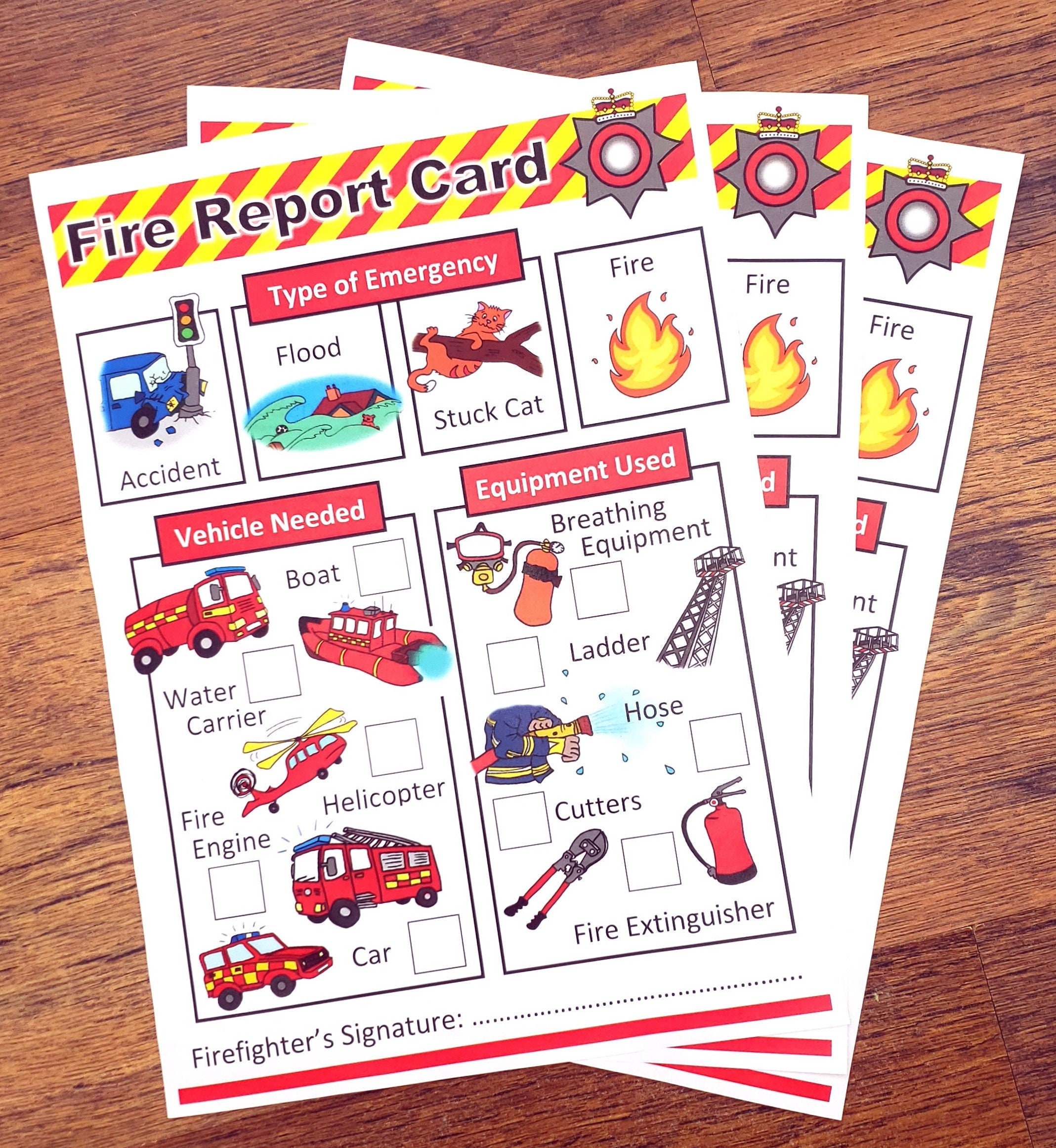 Firefighter Report Form for Kids, Great Accessory for Toy Fireman Kit ...