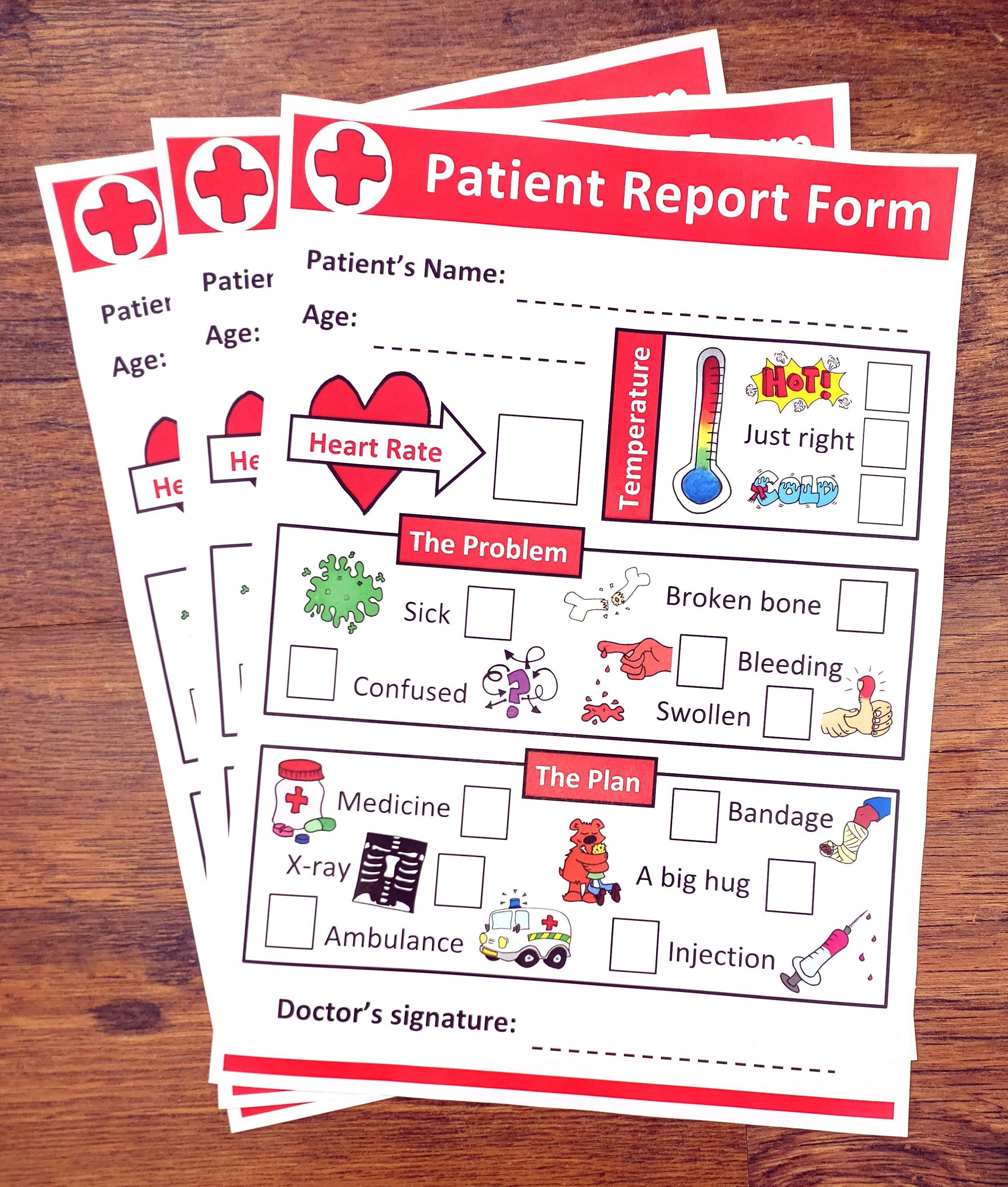 Doctors and Nurses Pretend Play Patient Report Form for Imaginative ...