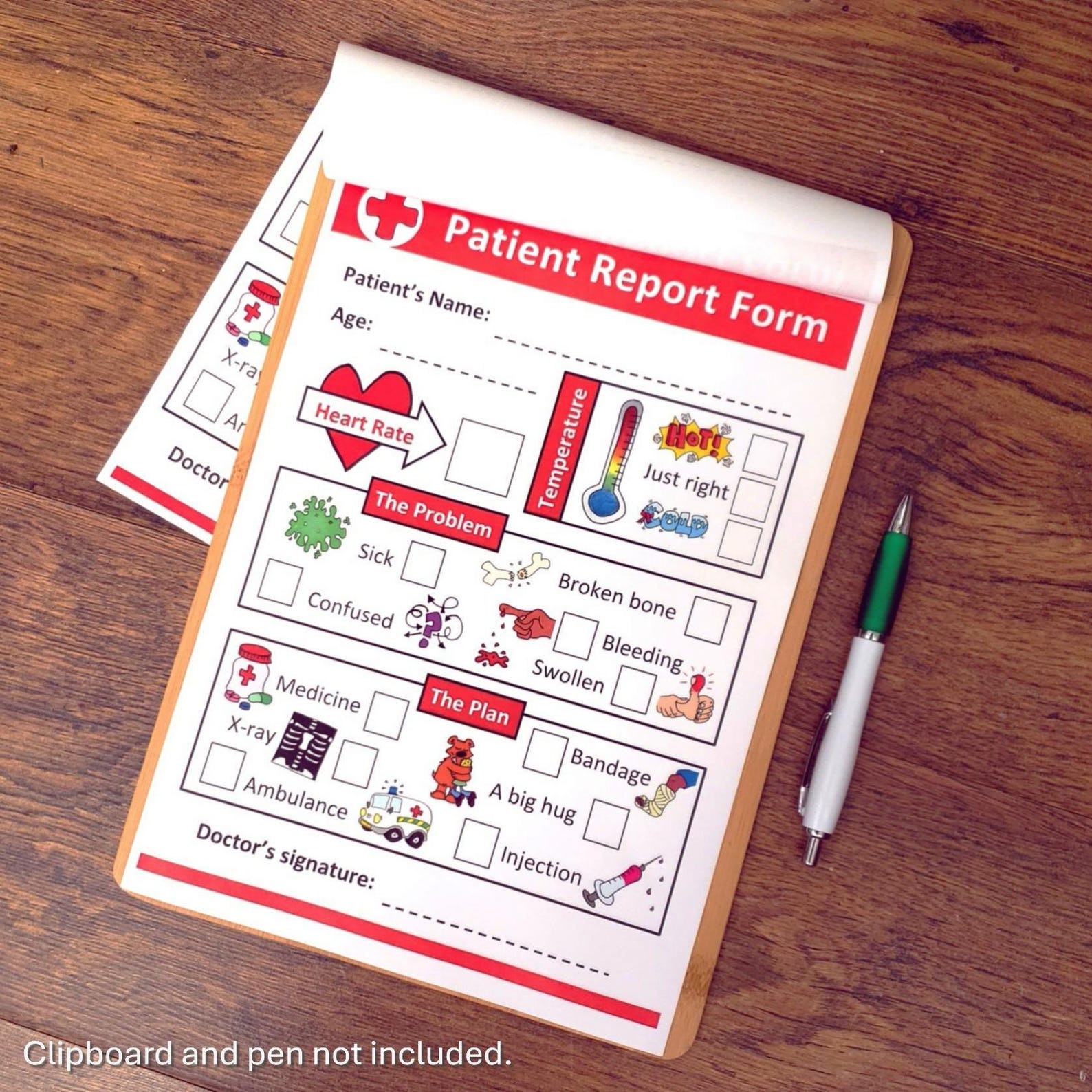 Doctors and Nurses Pretend Play Patient Report Form for Imaginative ...