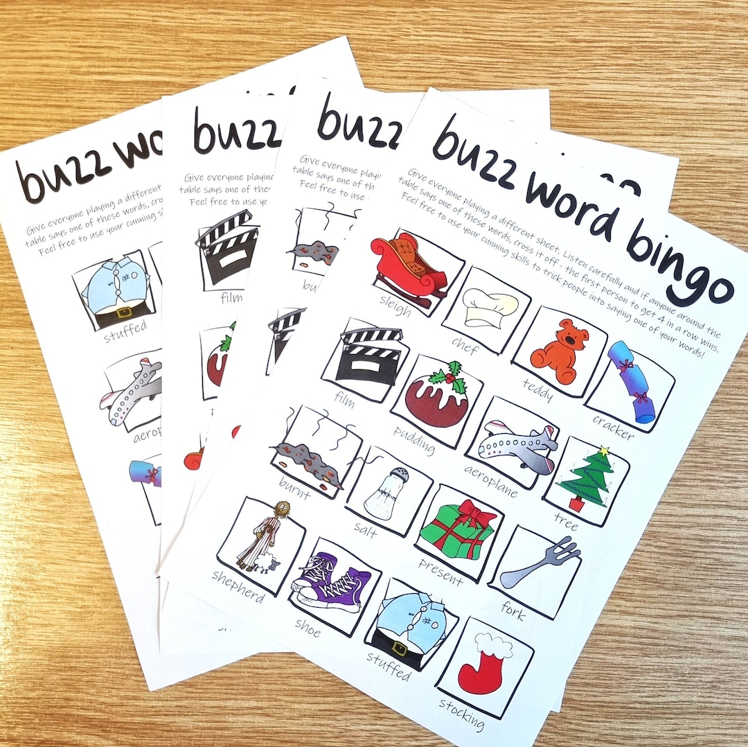 Christmas Dinner Buzz Word Bingo Fun Game to Entertain Kids Whilst You ...