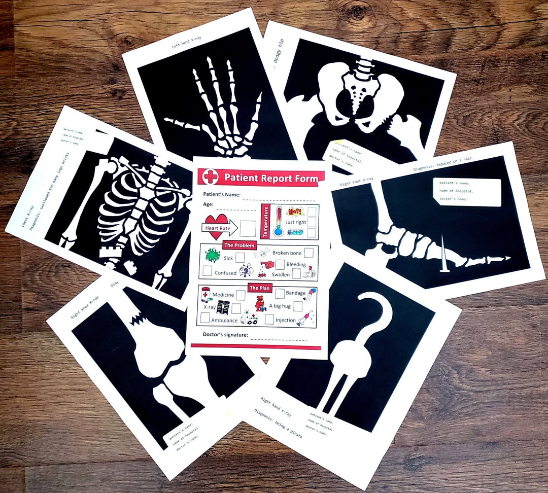 Patient Report Form and Set of 6 X-rays Kids Toy for Doctors and Nurses ...