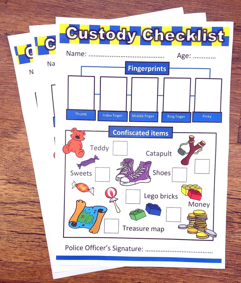 Police Arrest and Fingerprint Worksheet for Cops and Robbers Role Play ...