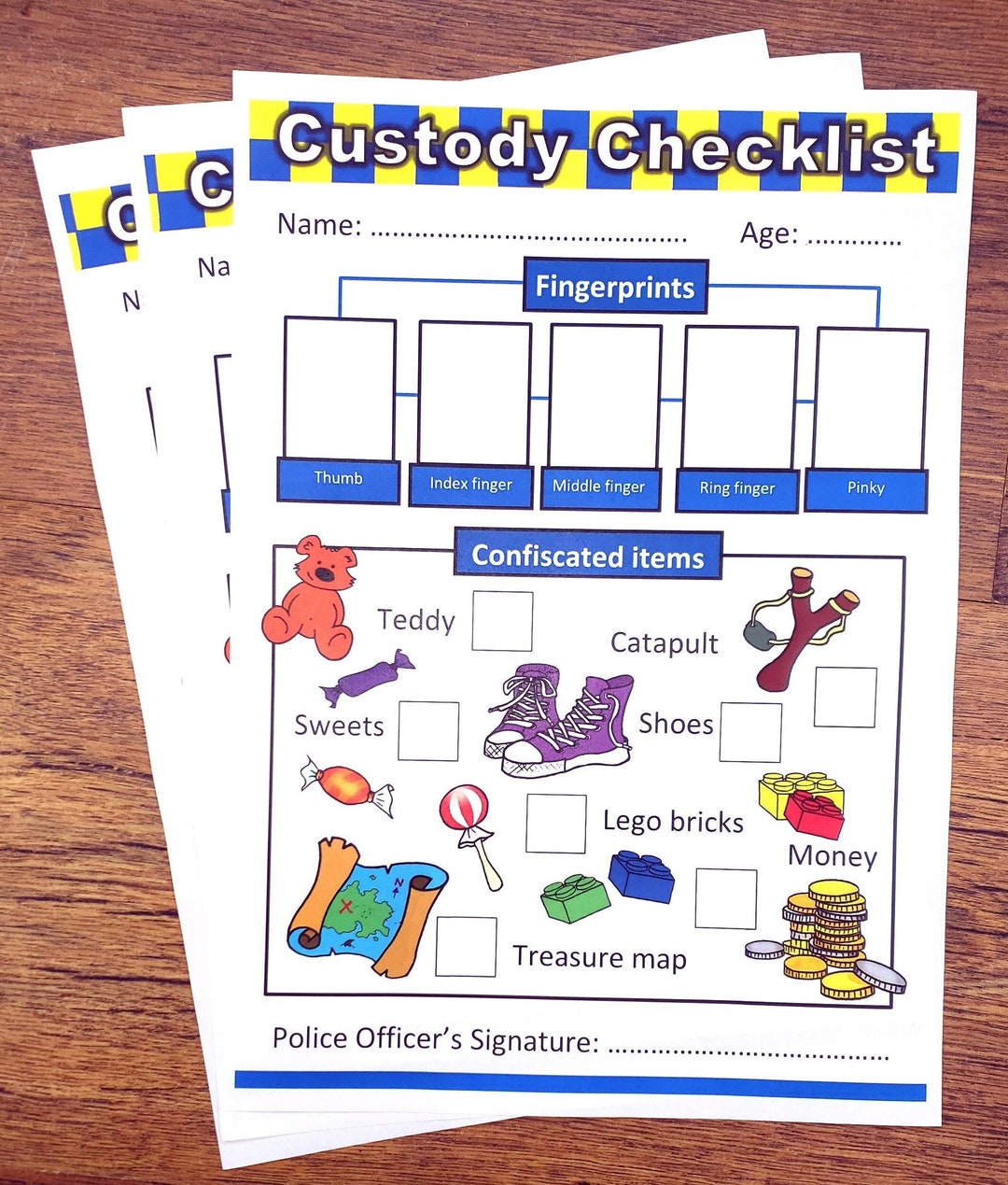 Police Fingerprint Form for Kids Games, Activities and Parties. Instant ...