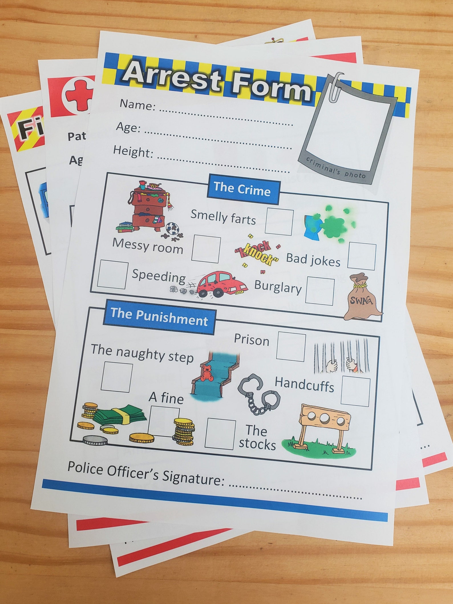 Emergency Services Set of Fun Printable Forms for Kids Play | Etsy