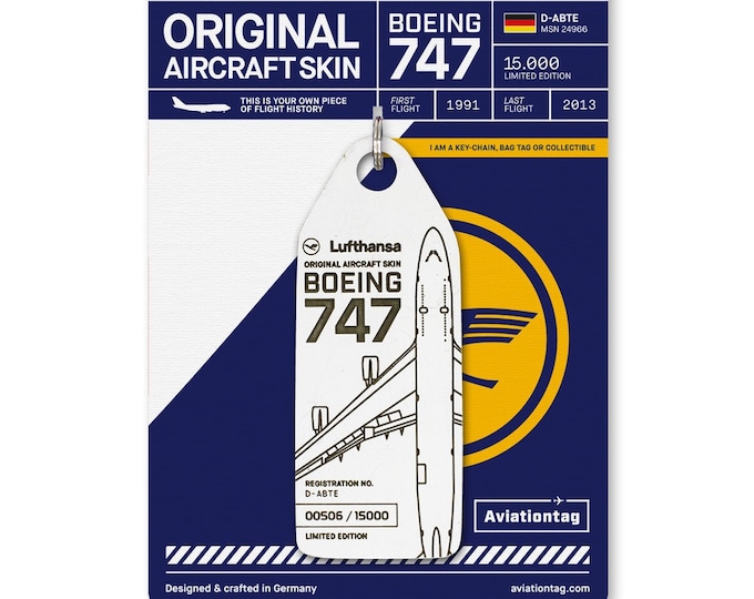 Lufthansa - Boeing 747 – D-ABTE - Original Aircraft Skin Tag, Keychain ...