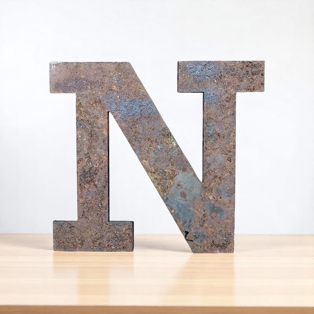 Large Industrial Metal Letter N Vintage Rusty Steel Sign USA Industrial ...