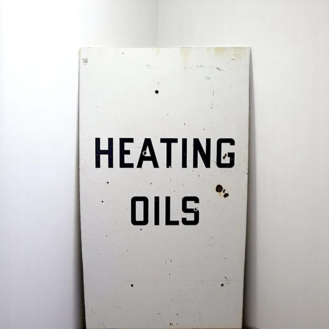 Original Vintage Porcelain Heating Oils Sign Large 1940s-1950s ...