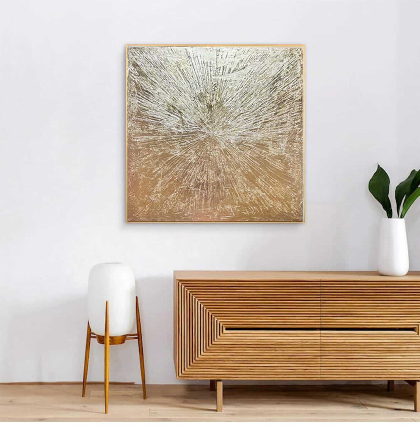 Original Golden Leaf Painting on Canvas Textured Golden Painting ...