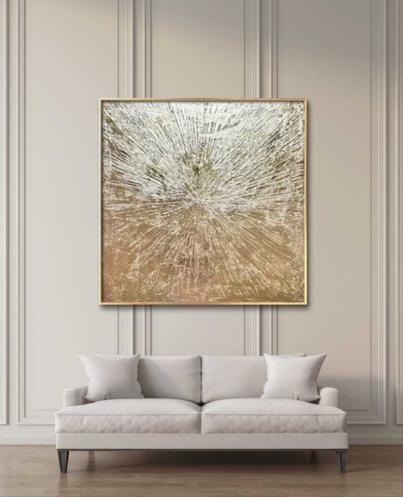 Original Golden Leaf Painting on Canvas Textured Golden Painting ...
