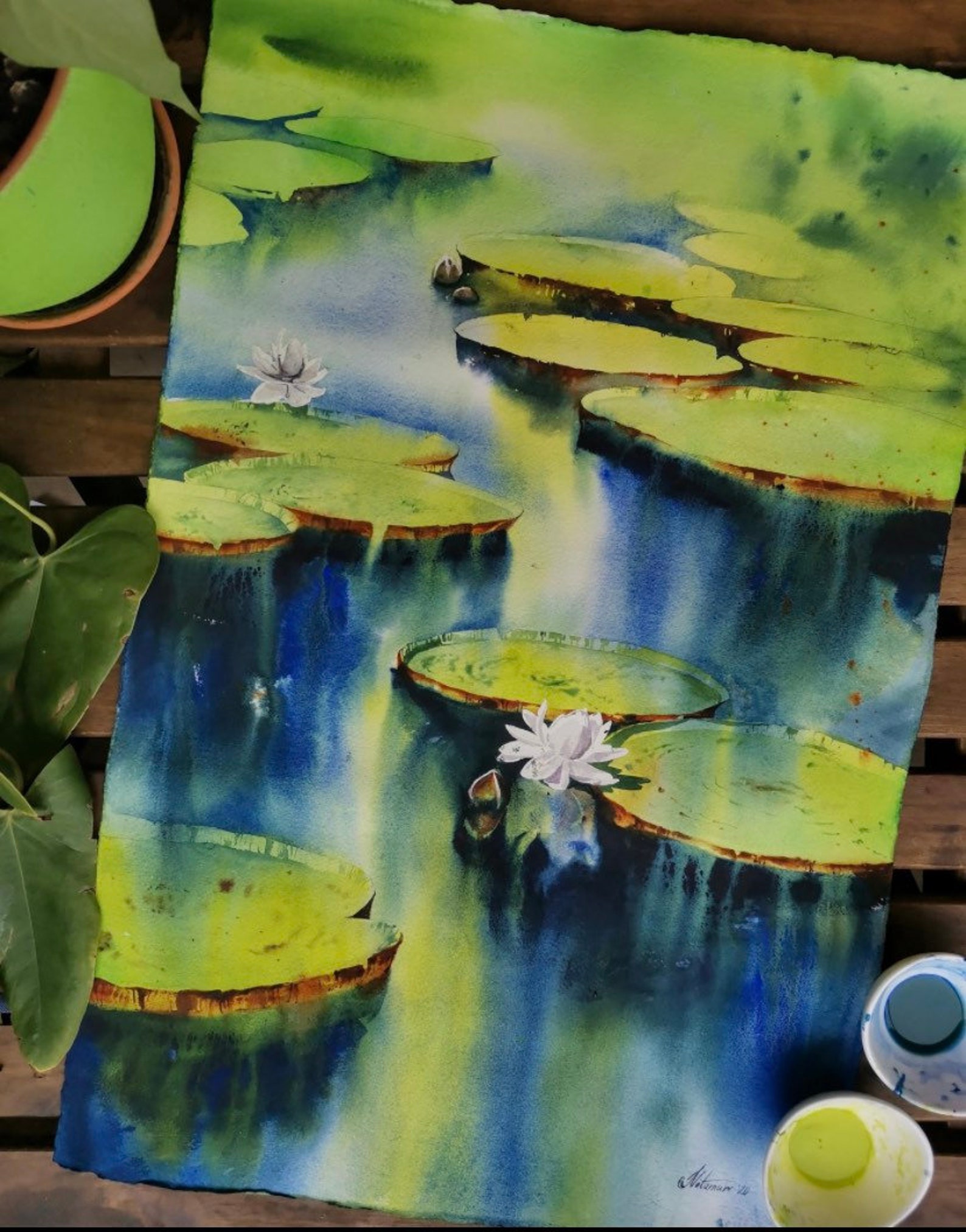 Seerosen Aquarell 22x14 Zoll Original Gemälde Seerose | Etsy