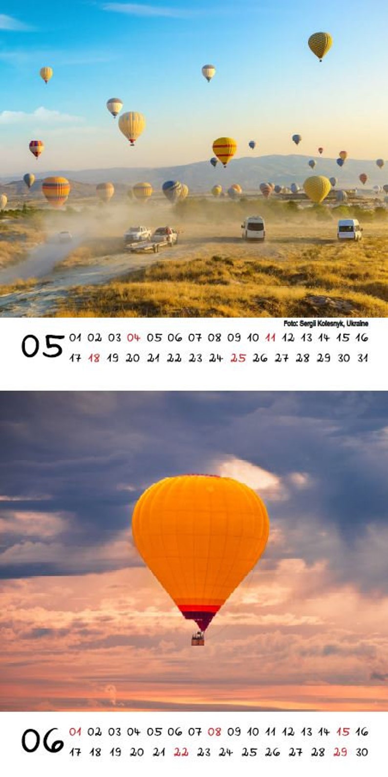 Balloon Magic Calendar for 2025 Format 10 Cm X 10 Cm Hot Air Balloon ...