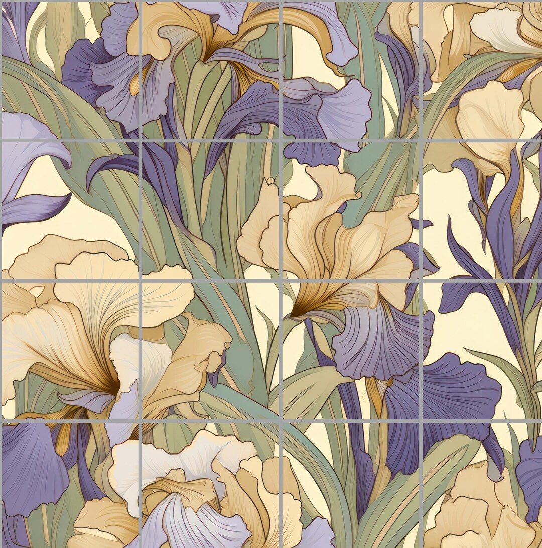 Iris Flower Pattern Plant/ceramic Tile Mural/kitchen Splashback ...