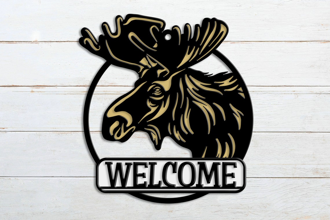 Layered Moose Sign Svg Laser Cut File - Etsy