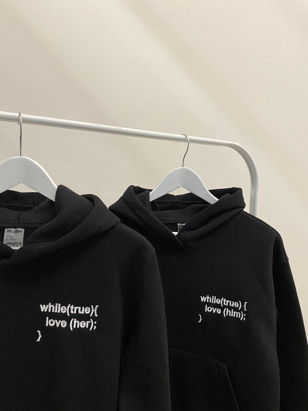 Couple Embroidered Love Program Code Hoodies Long Distance Relationship ...