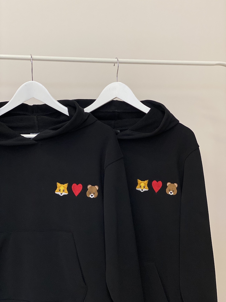 Couple Custom Embroidered Emoji Stickers Hoodies Crewneck - Etsy
