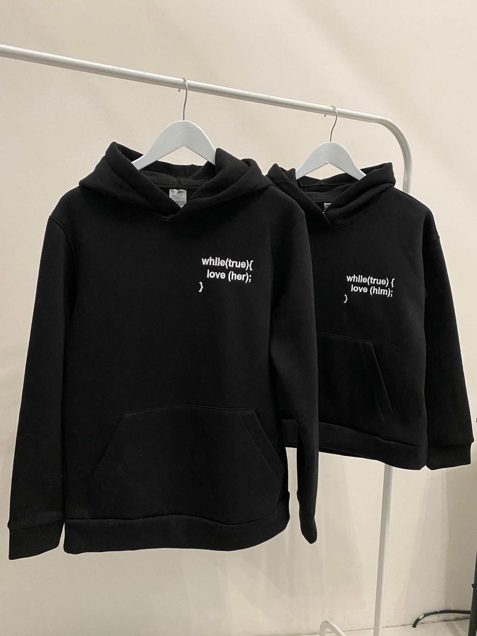 Couple Embroidered Love Program Code Hoodies Long Distance Relationship ...