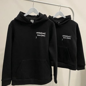Couple Embroidered Love Program Code Hoodies Long Distance Relationship ...