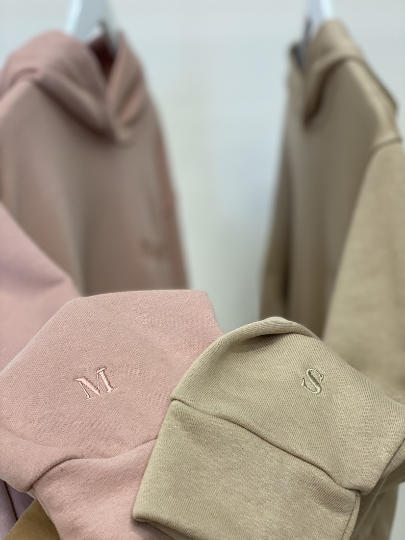 Custom Embroidered Hoodies With Initials on the Sleeve Roman - Etsy