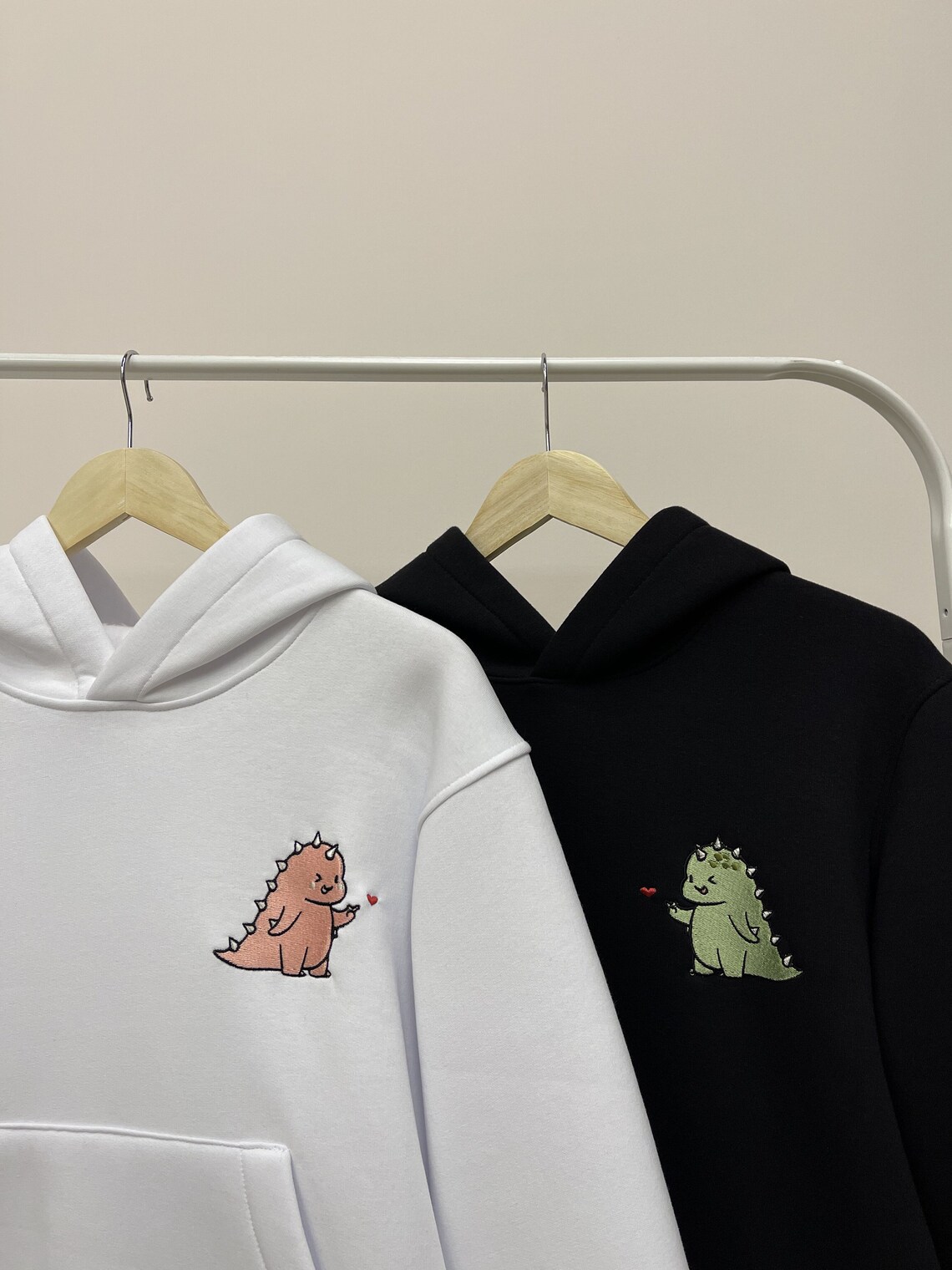 Cartoon Embroidered Couple T-rex Dragon Dinosaur Hoodies - Etsy
