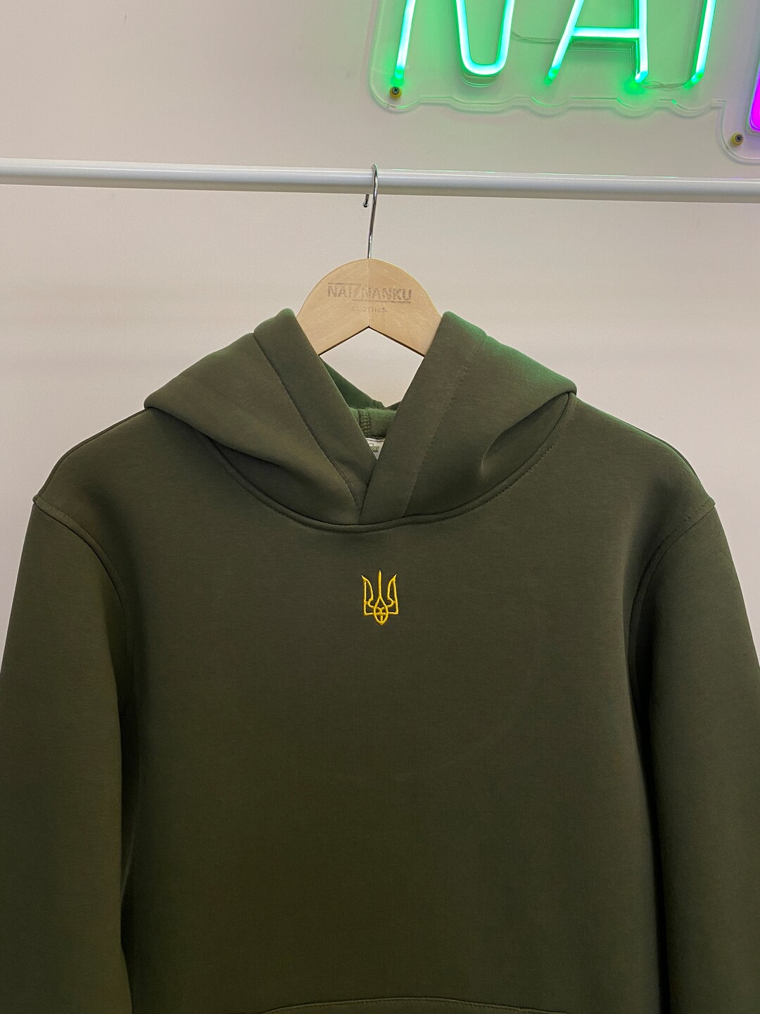 Embroidered Gold Ukrainian Emblem Trident Art Hoodies Couple ...