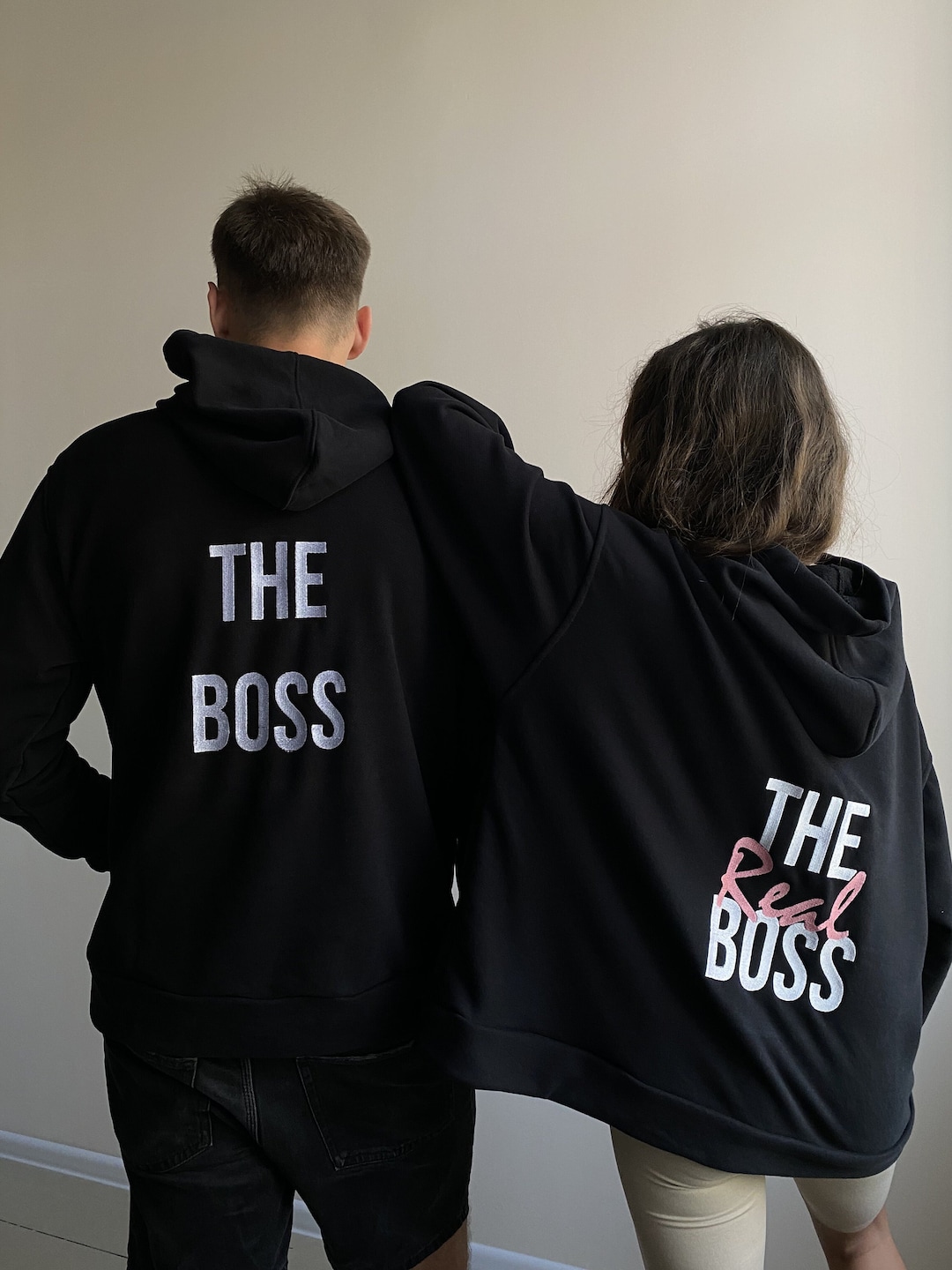 Embroidered the Boss and Real Boss Hoodies Couple Sweatshirts Matching ...