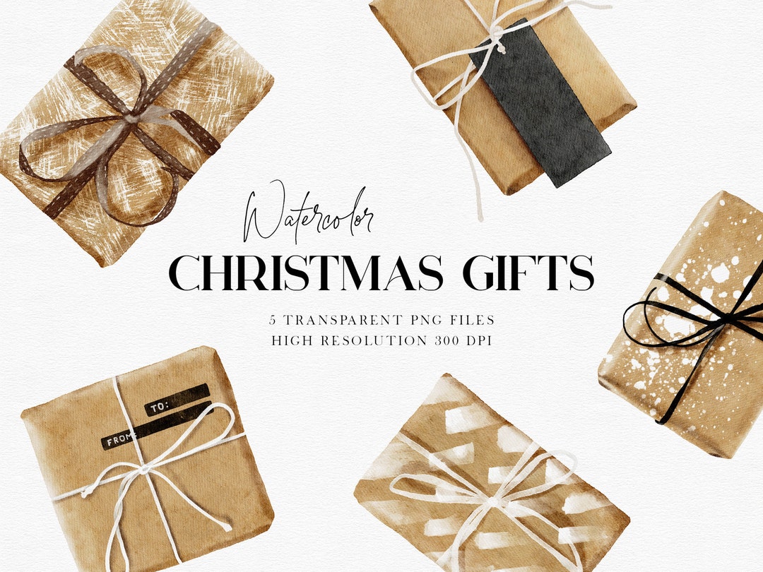Watercolor Christmas Gifts Clipart, Holiday Clipart, Christmas Clipart ...