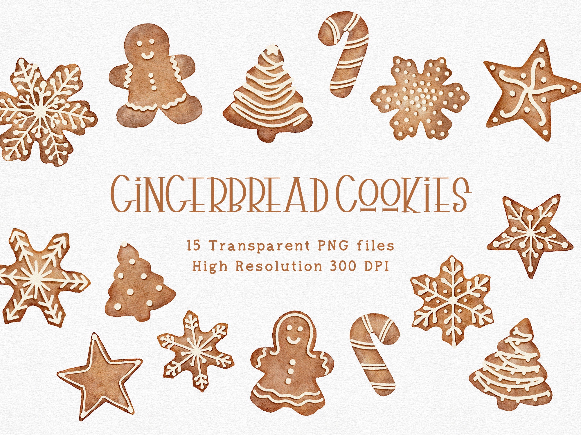 Gingerbread Clipart Watercolor, Holiday Clipart, Gingerbread Clip Art ...