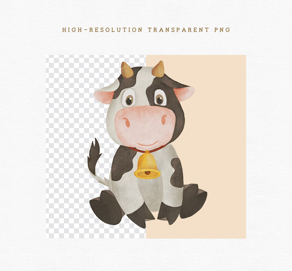 Baby Cow Clipart, Farm Clipart, Cute Animal Clipart, Woodland Animal ...