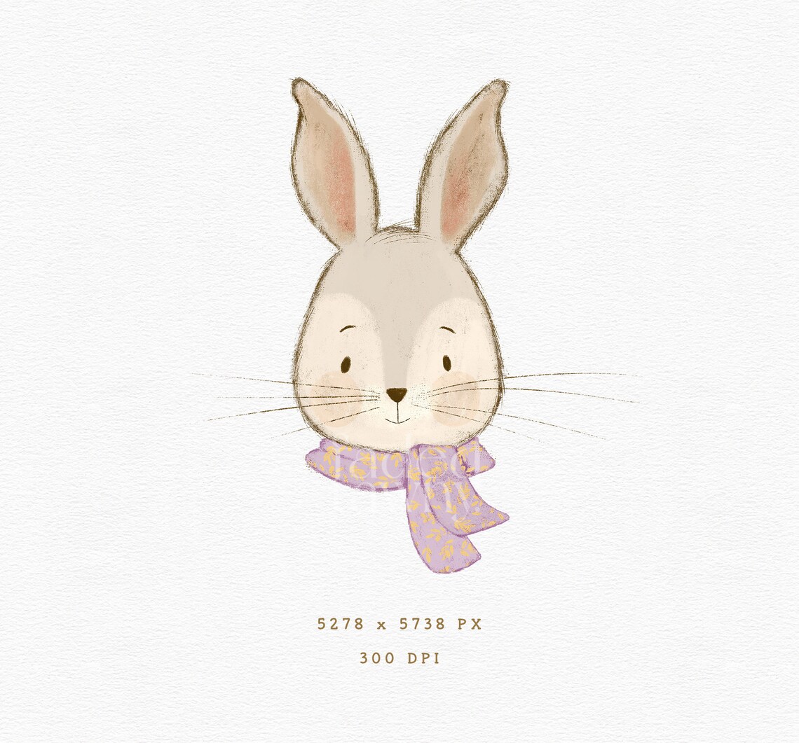Cute Bunny Clipart, Rabbit Drawing Clipart, Bunny Png, Sweet Woodland ...