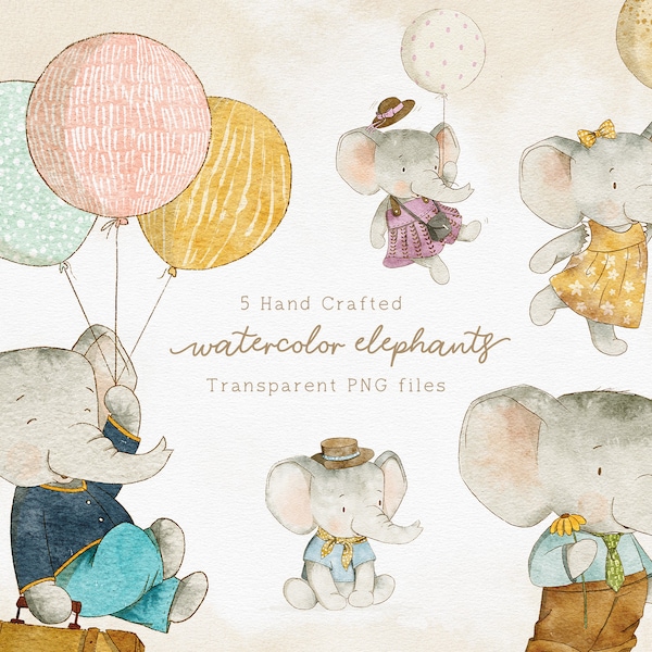 Watercolor Elephant - Etsy