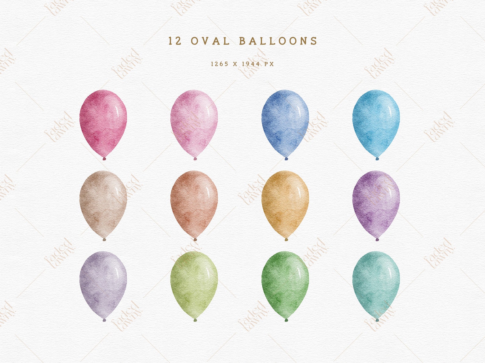 Balloon Clipart Watercolor Clipart Balloons Clip Art Vines - Etsy