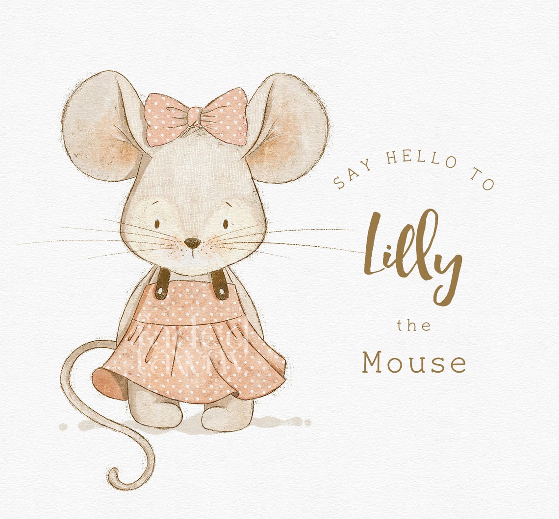 Cute Mouse Clipart Illustration Graphic Girl Mouse - Etsy