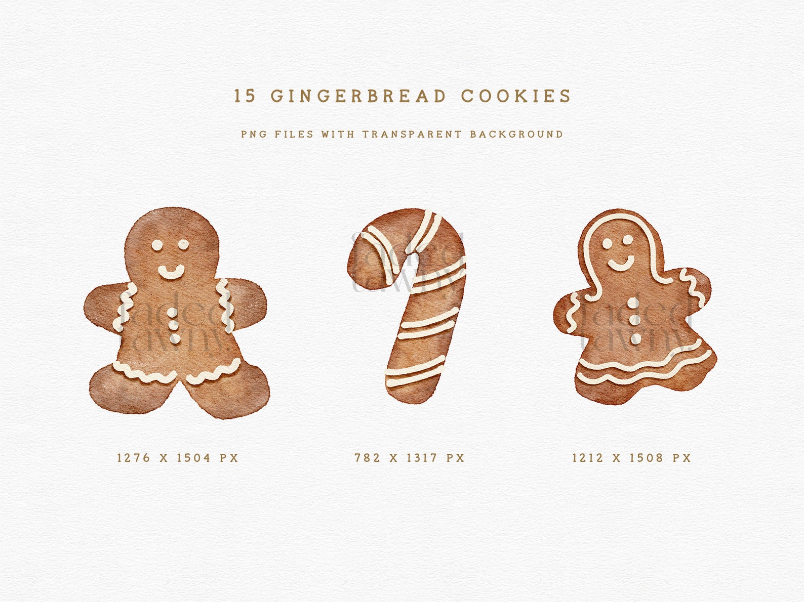 Gingerbread Clipart Watercolor, Holiday Clipart, Gingerbread Clip Art ...