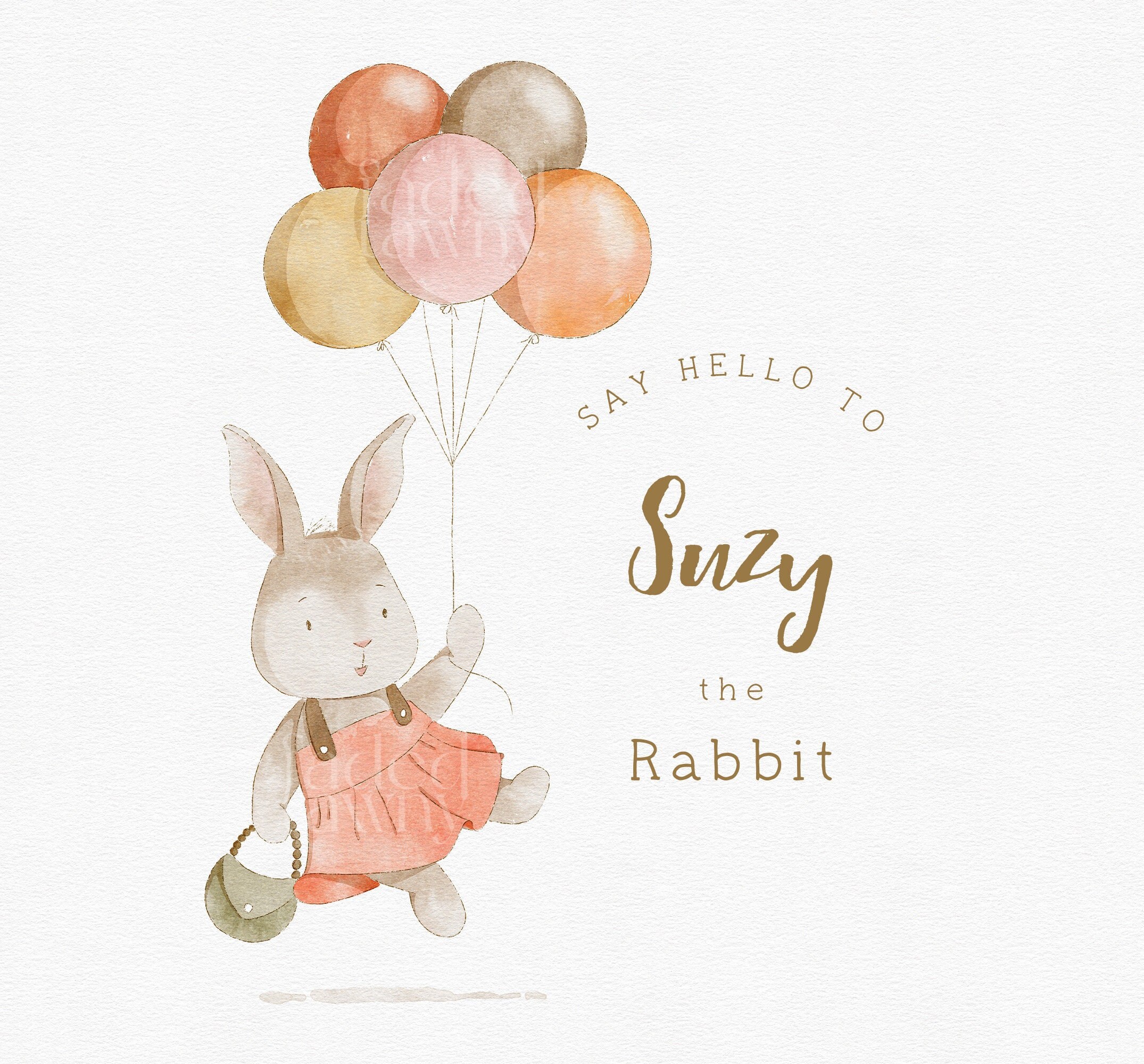 Cute Rabbit Clipart, Cute Animal Clipart, Baby Shower Clipart ...