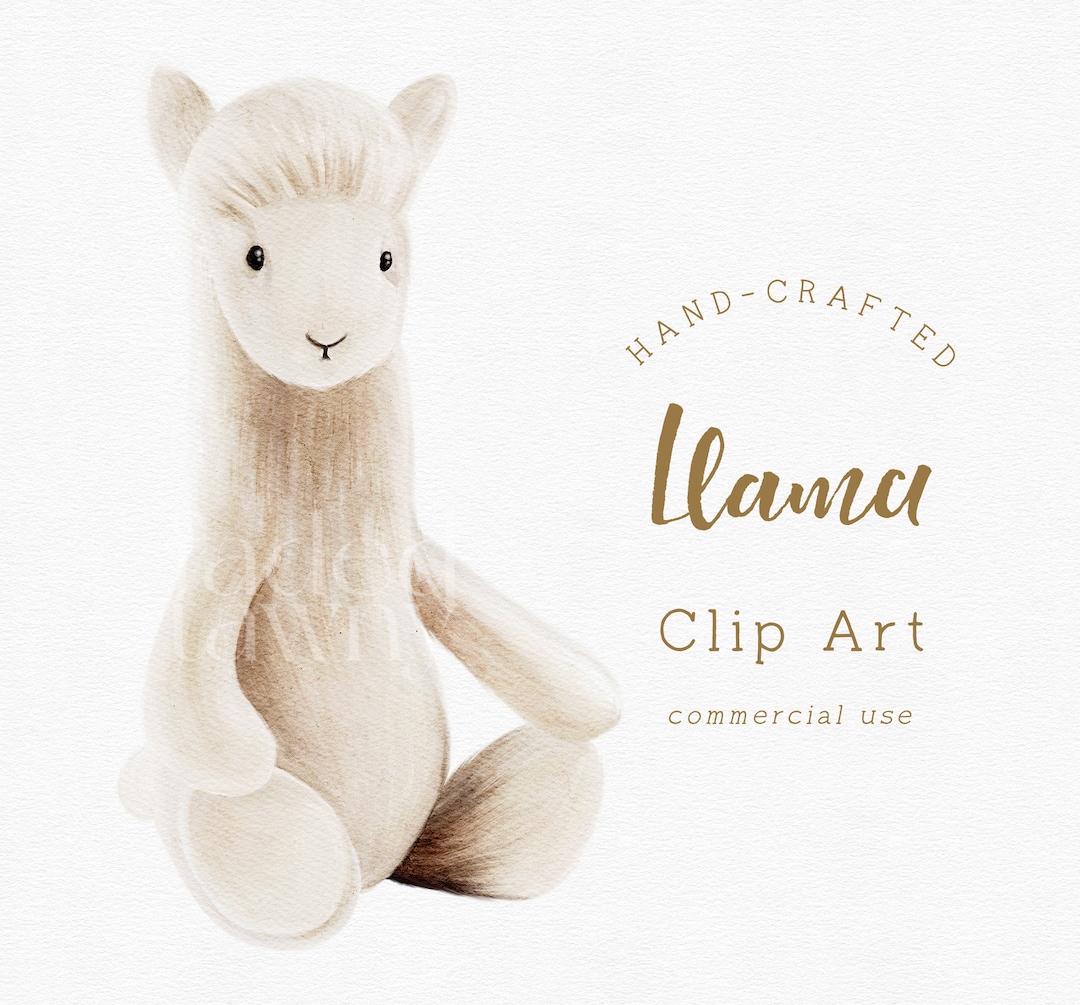 Llama Clip Art, Painted Llama Clipart, Cute Animal Clipart, Toy Llama ...