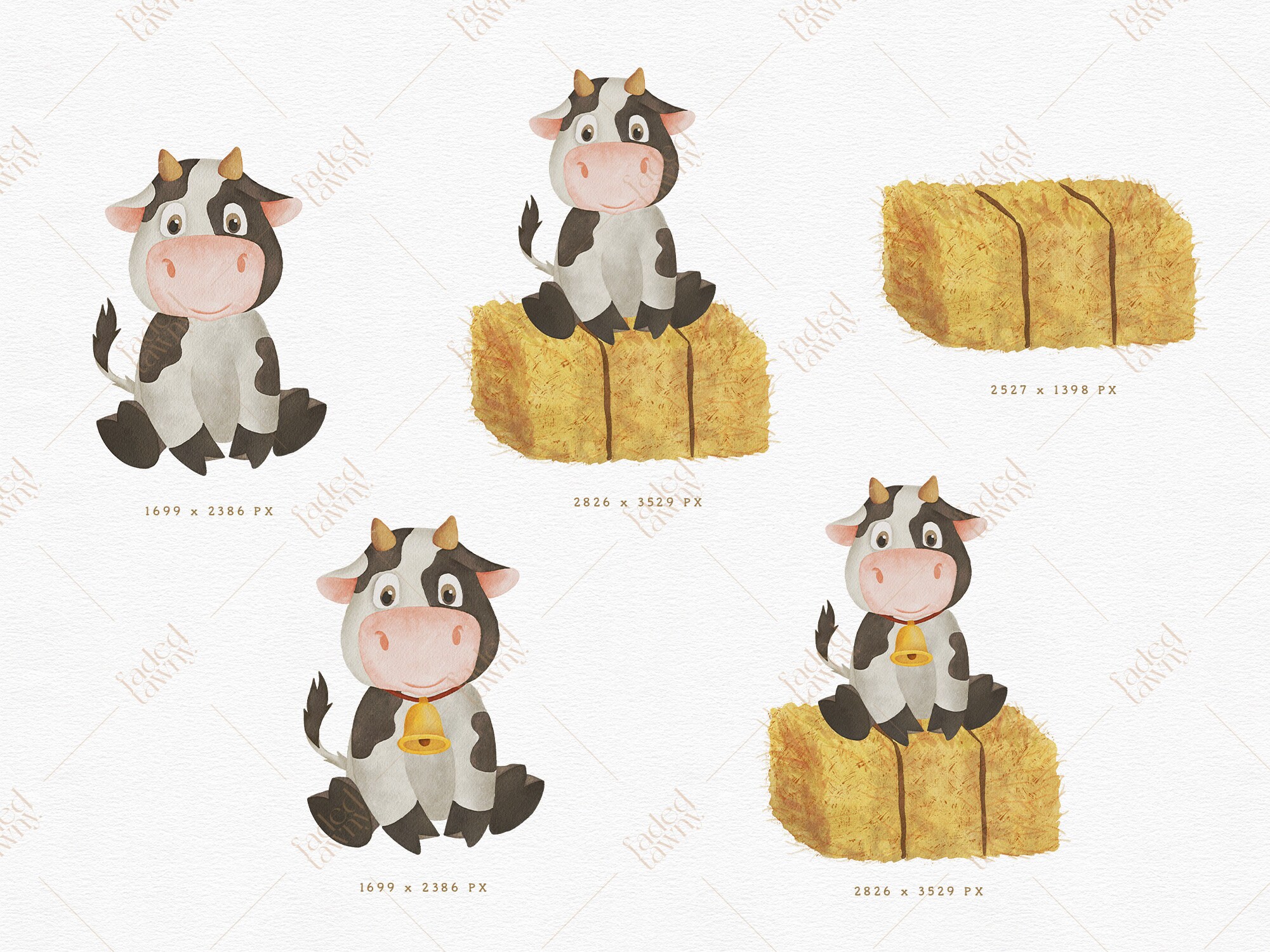 Baby Cow Clipart, Farm Clipart, Cute Animal Clipart, Woodland Animal ...