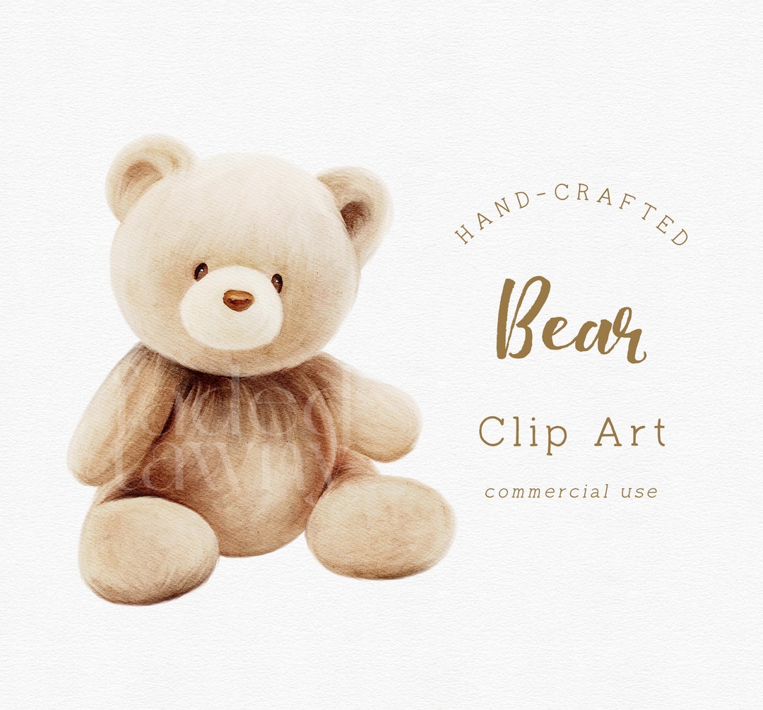 Cute Animal Clipart, Teddy Bear Clipart, Painted Watercolor Bear ...
