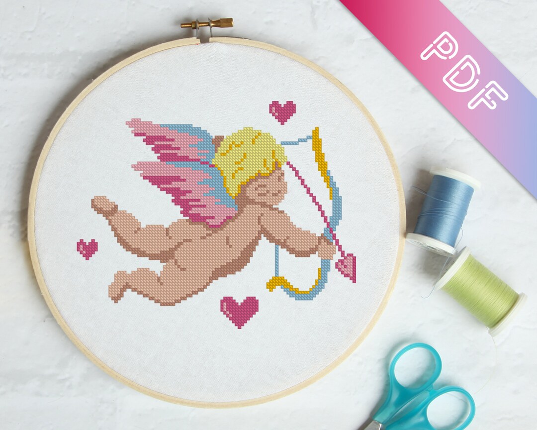 Cupid Boy Cross Stitch Pattern Valentine's Day Cross - Etsy