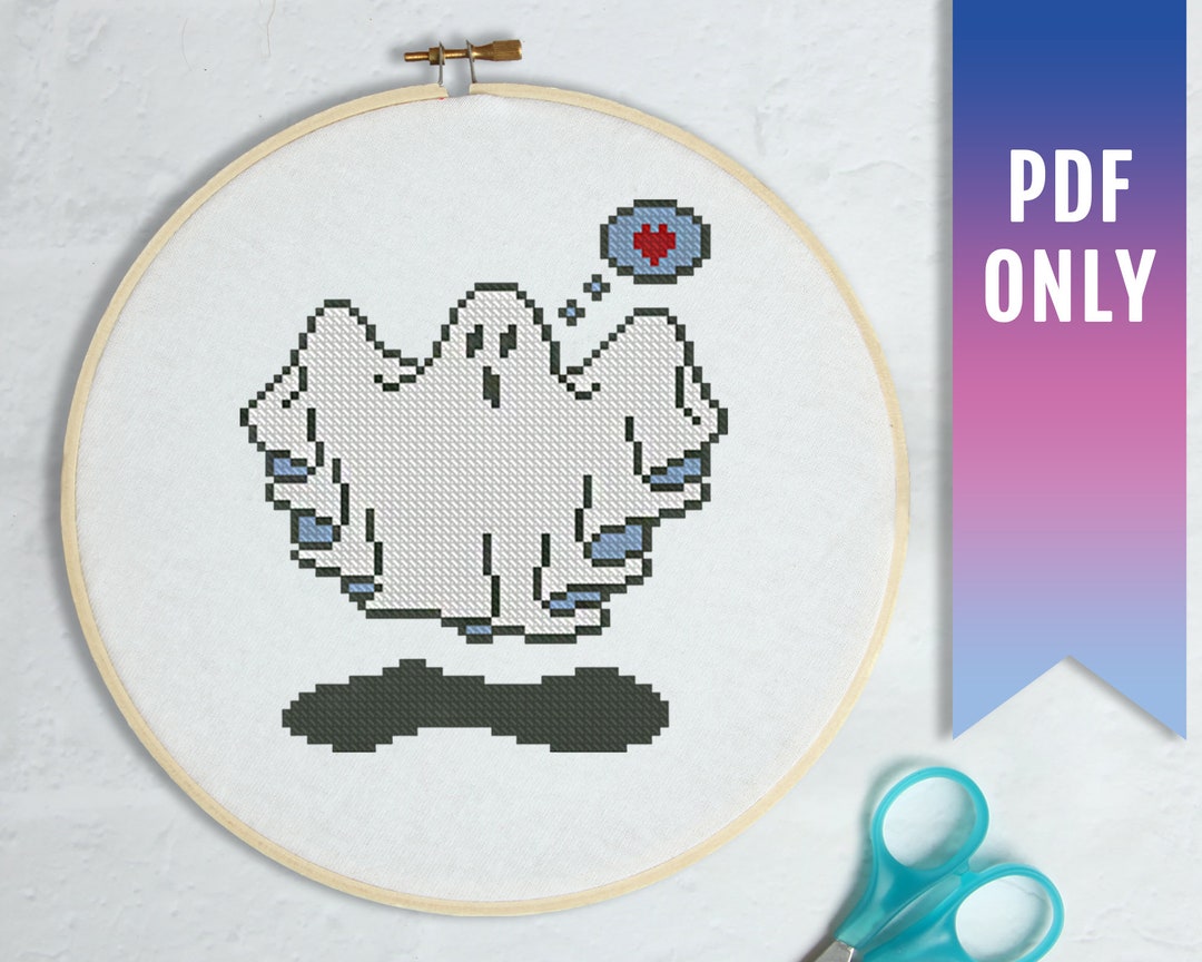 Ghost Cross Stitch Pattern, Modern Cross Stitch PDF Pattern, Halloween ...