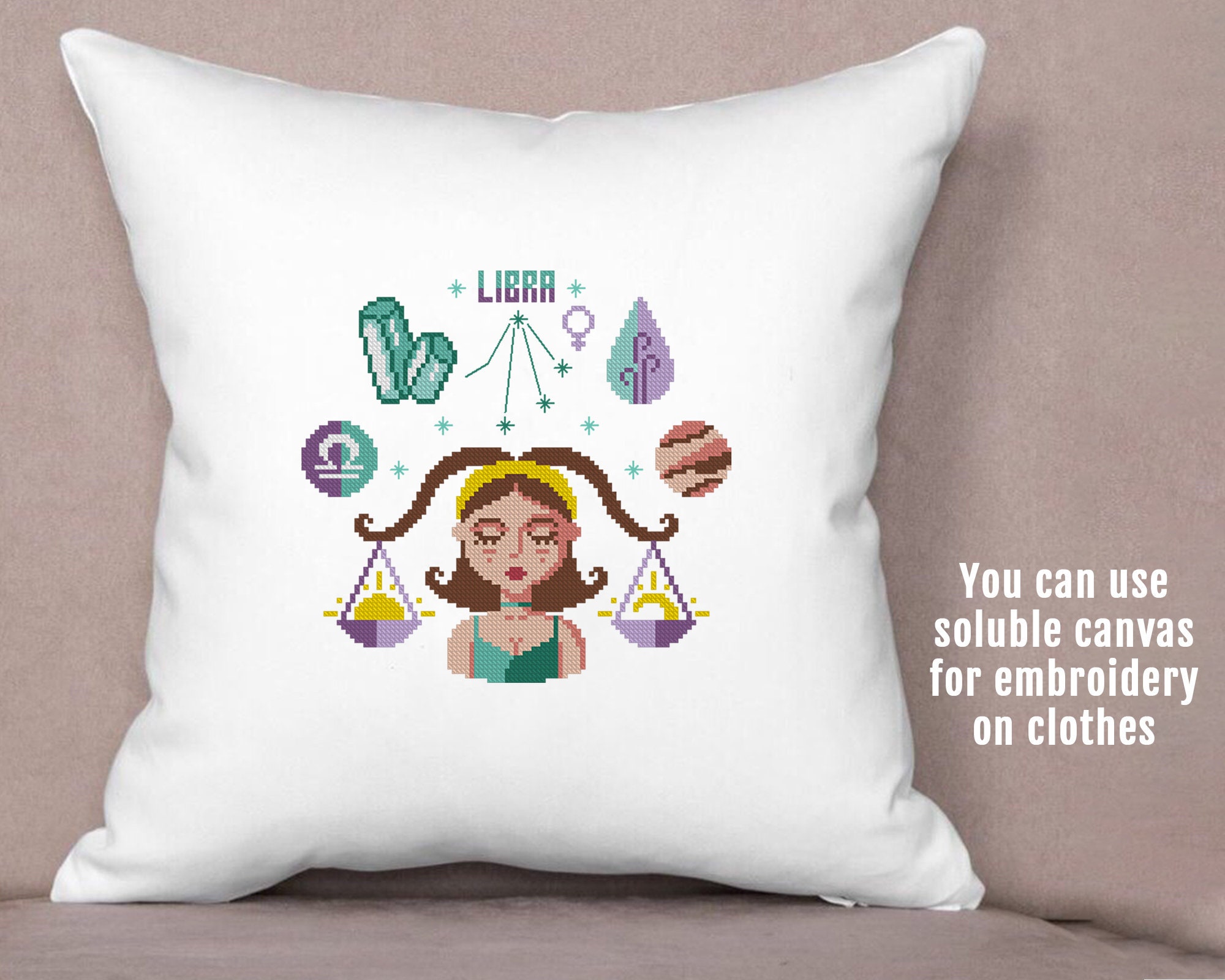 Libra Zodiac Sign Cross Stitch Pattern, Astrology DIY Gift (PDF) - Etsy