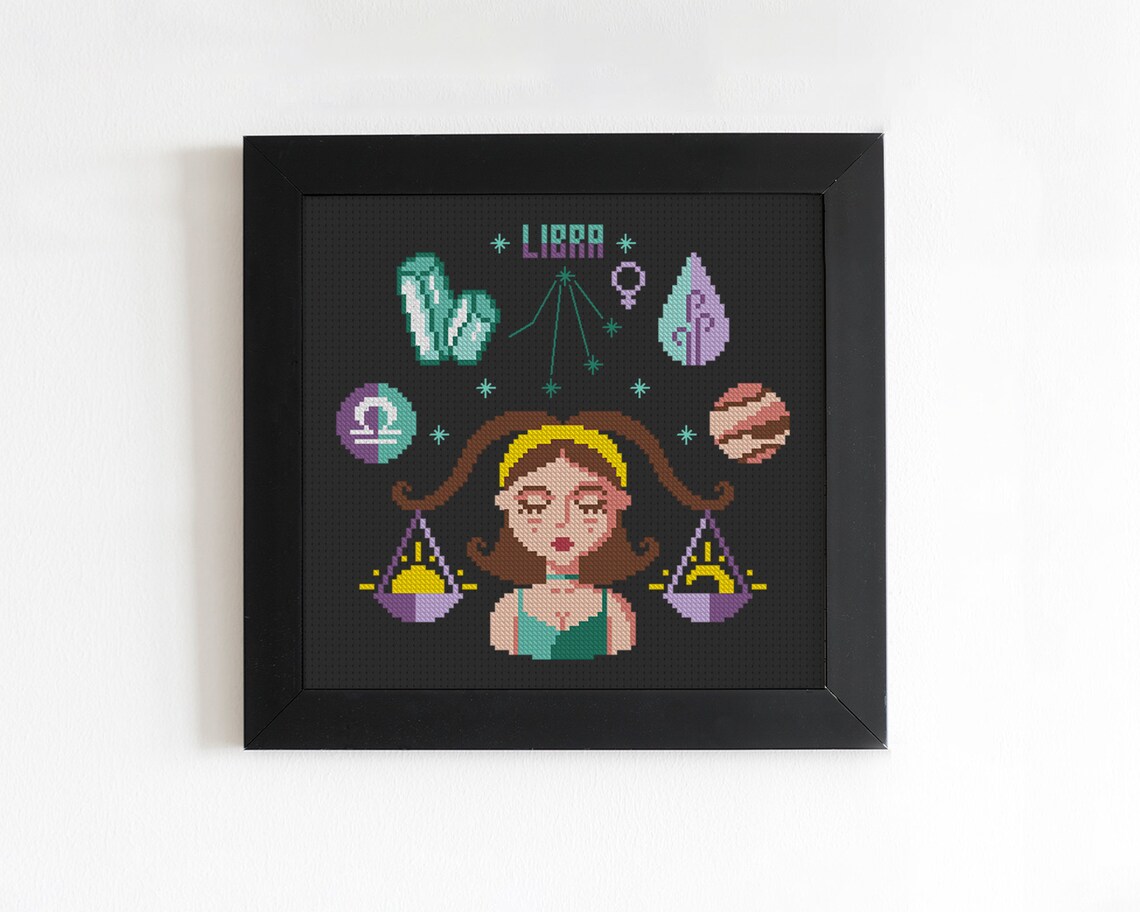 Libra Zodiac Sign Cross Stitch Pattern, Astrology DIY Gift (PDF) - Etsy