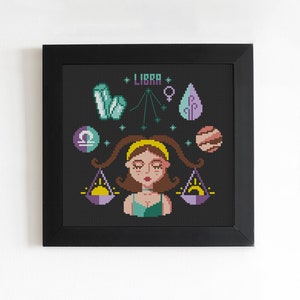 Libra Zodiac Sign Cross Stitch Pattern to Download, Zodiac Sign Cross ...