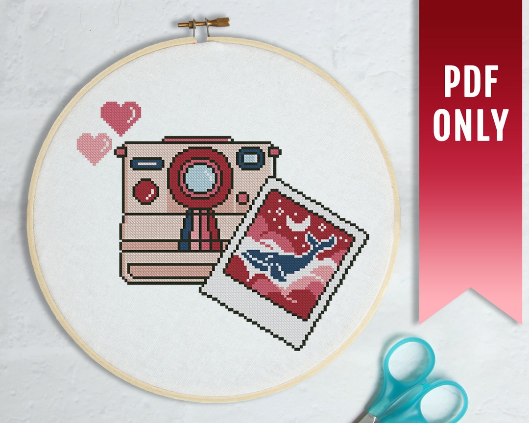 Retro Camera Cross Stitch Pattern, Modern Cross Stitch PDF Pattern ...